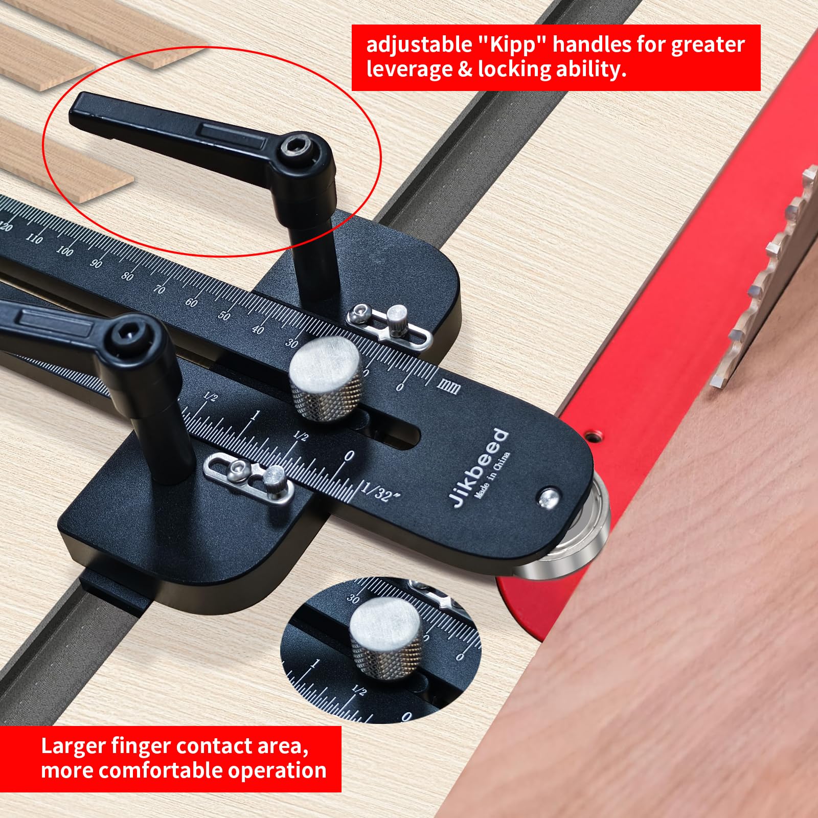 Jikbeed Thin Rip Jig/Thin Rip Jig Table Saw Jig Guide for Making Repetitive Narrow Strip Cuts - Fits 3/8" x 3/4" T-Slot, Compatible with Table Saw, Band Saw, and Router Table