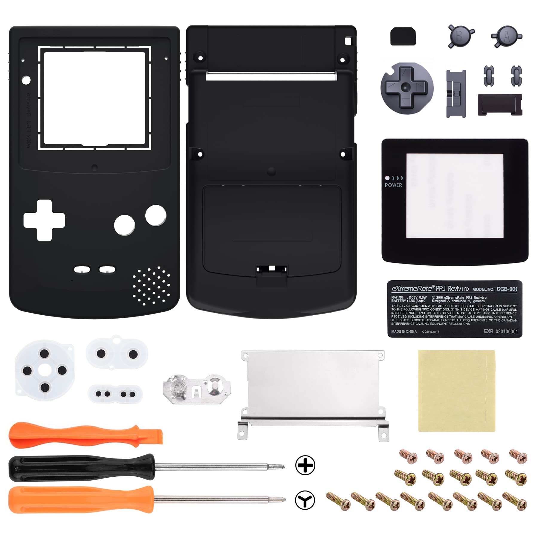 IPS Ready Upgraded eXtremeRate Black Replacement Shell Full Housing Cover & Black Screen Lens for Gameboy Color β Fit for GBC OSD IPS & Regular IPS & Standard LCD β Console & IPS Screen Without