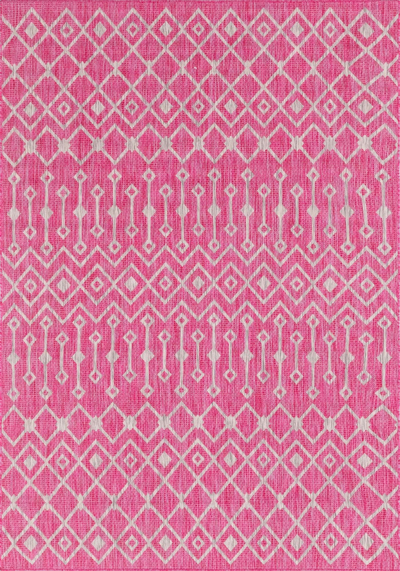 Unique Loom Outdoor Trellis Collection Area Rug - Tribal Trellis (5' 1" x 8' Rectangle, Fuschia/ Gray)