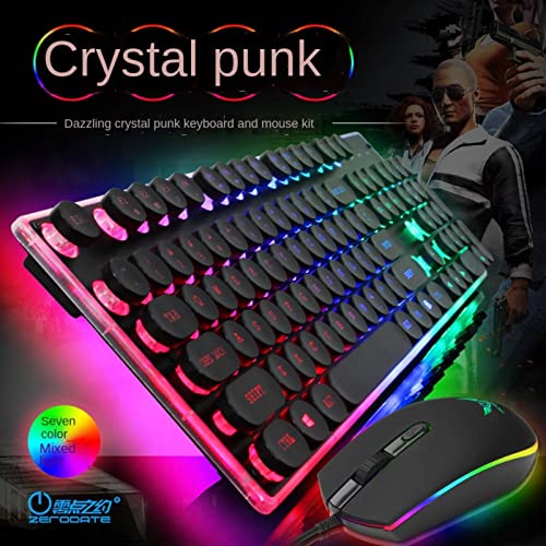 WangzuoZO 45 Γ 13.6 Γ 2.6cm Computer General Punk USB Wired Keyboard Multimedia Function Waterproof Luminous Gaming Keyboard