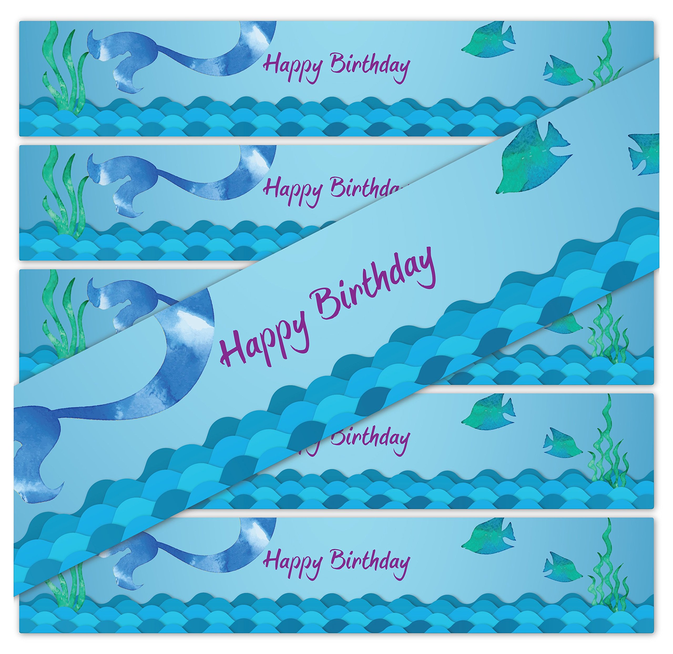PRODUCT80 Mermaid Water Bottle Labels for Birthday Parties, Set of 24 Waterproof Stickers, Easy to Apply, Just Peel and Stick