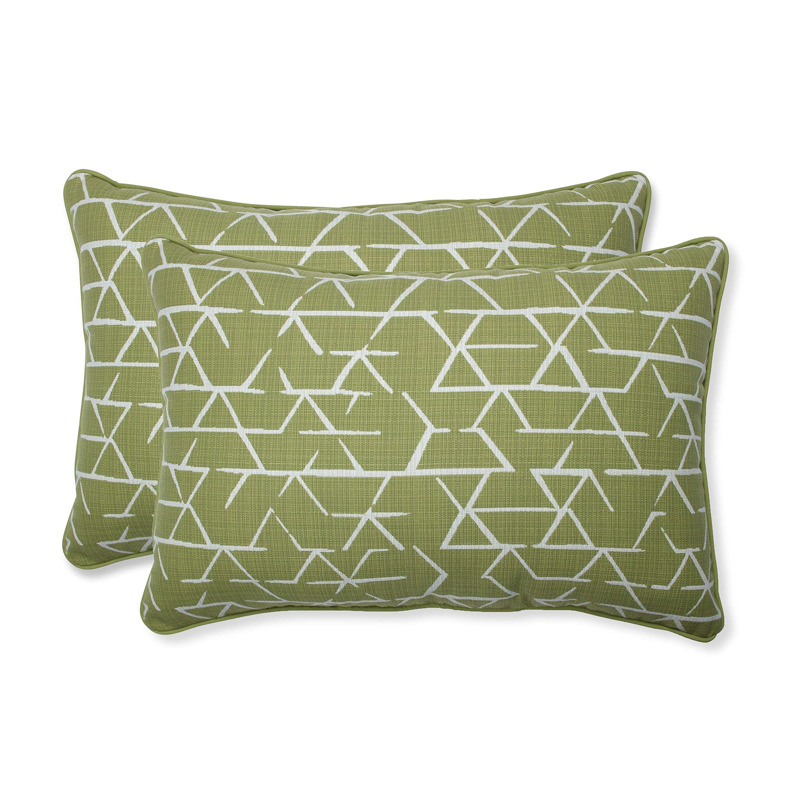 Pillow Perfect Outdoor/Indoor Fortress Kengo Artichoke Oversized Lumbar Pillows, 24.5" x 16.5", Green, 2 Pack