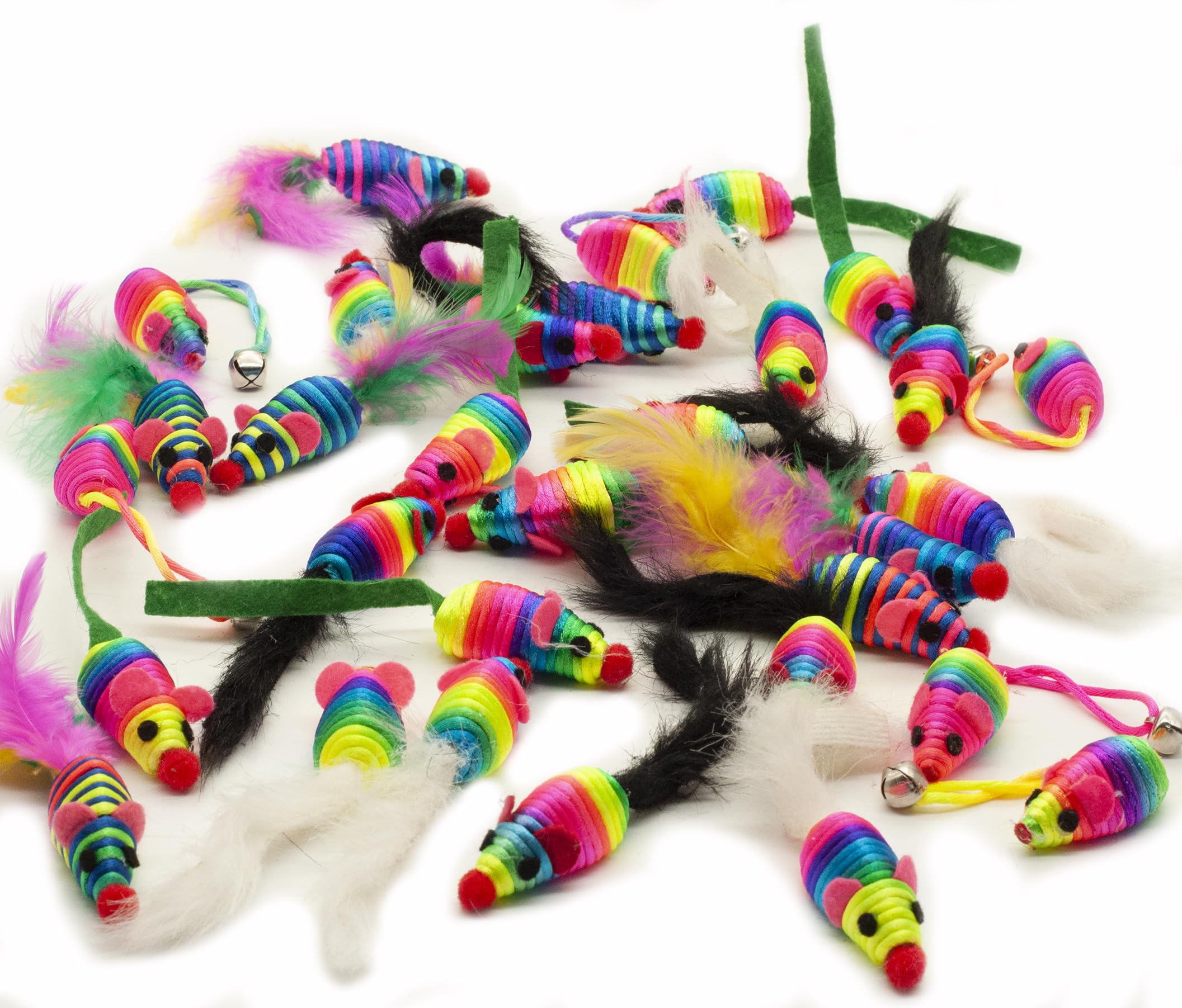 Fashion's Talk Cat Toy Mouse 36-Count 4.5β,Kitten Mice Cat Toys with Rattle Handmade Rope Mouse Toy for Indoor Cats Interactive Play Color Varies