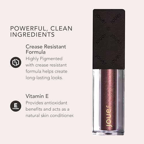 Jouer Paris Lights Eye Paints - Metallic Liquid Eyeshadow - Long Lasting & Crease-Proof Shimmer Cream Eyeshadow - Smooth Chrome Finish, Brillante