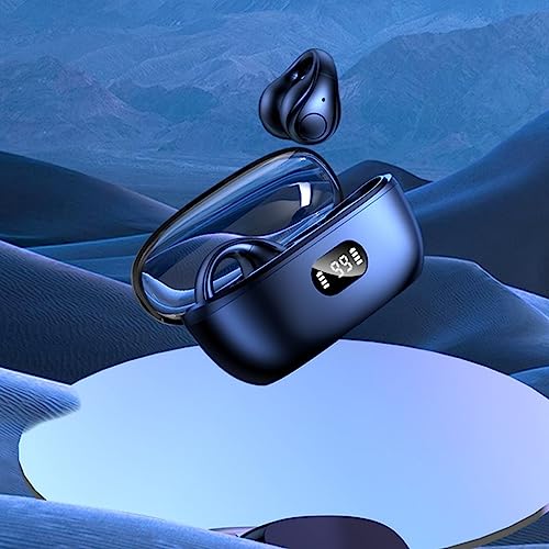 Open Ear Headphones Wireless Bluetooth 5.3,Noise Cancelling Earbuds,HiFi Stereo Headphones,Wireless Headphones, Ear Stereo Bass Headset with Earhooks LED Battery Display (Black)