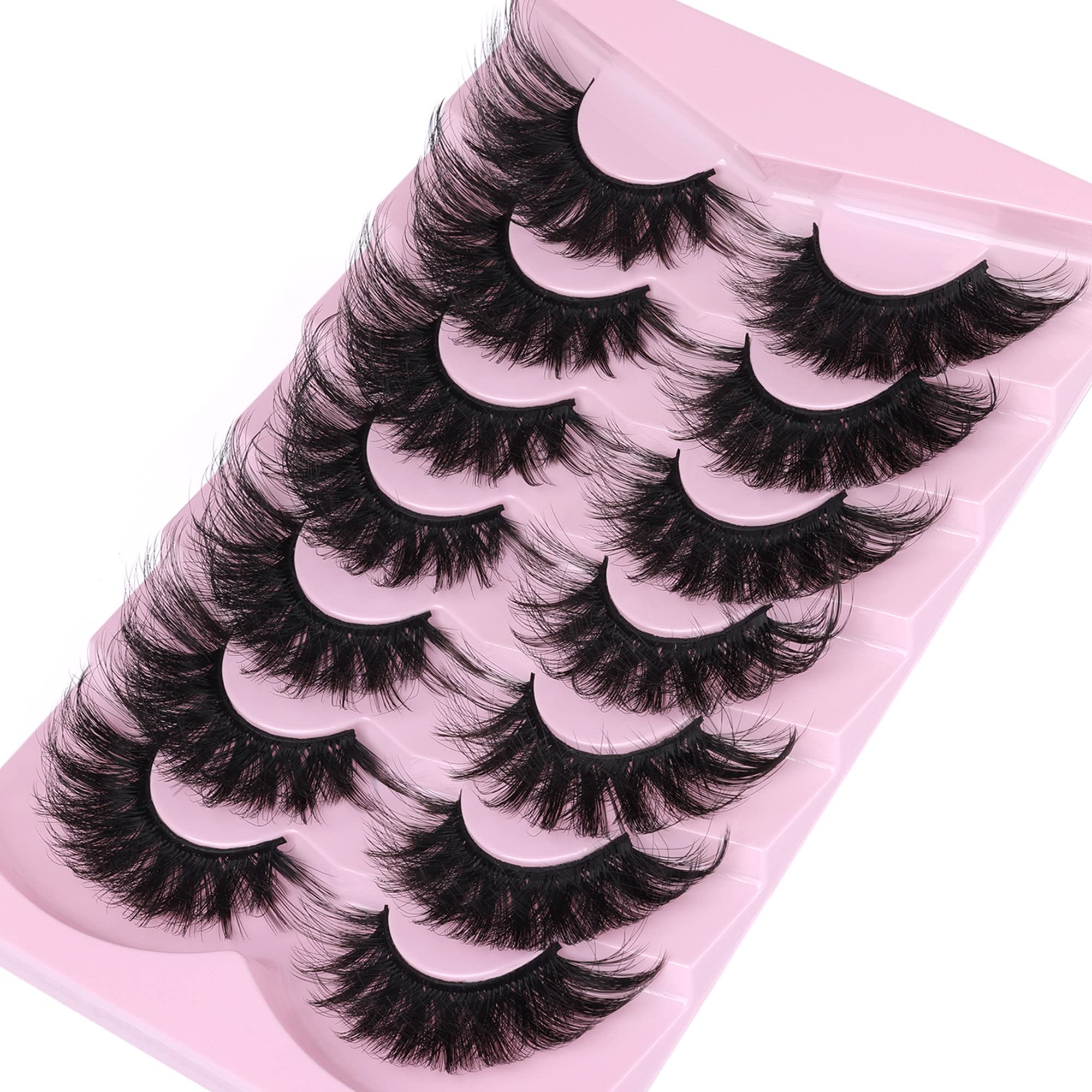Mink Lashes Fluffy Cat Eye False Eyelashes 18MM Wispy False Lashes Pack 7 Pairs 3D Fake Eyelashes by Zenotti