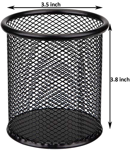 Nicunom 12 Pack Metal Pen Holder Mesh Pencil Holder Desk Organizer Mesh Round Pen Cup Pencil Cup for Desk Office Pen Organizer, Black