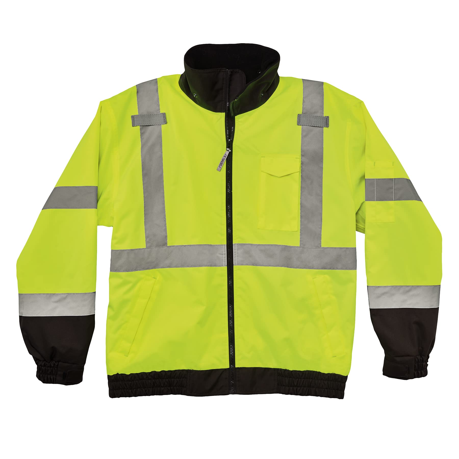 High Visibility Reflective Winter Bomber Jacket, Zip Out Fleece Liner, ANSI Compliant, Ergodyne GloWear 8379, Lime, Large