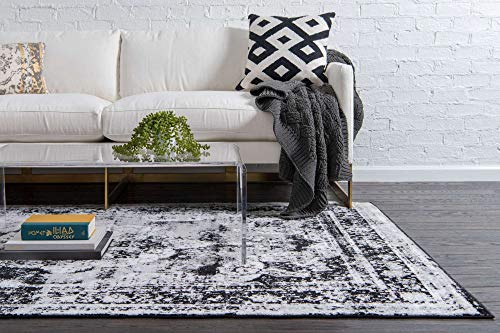 Unique Loom Sofia Collection Area Rug - Salle Garnier (6' 1" x 9' Rectangle, Black/ Ivory)