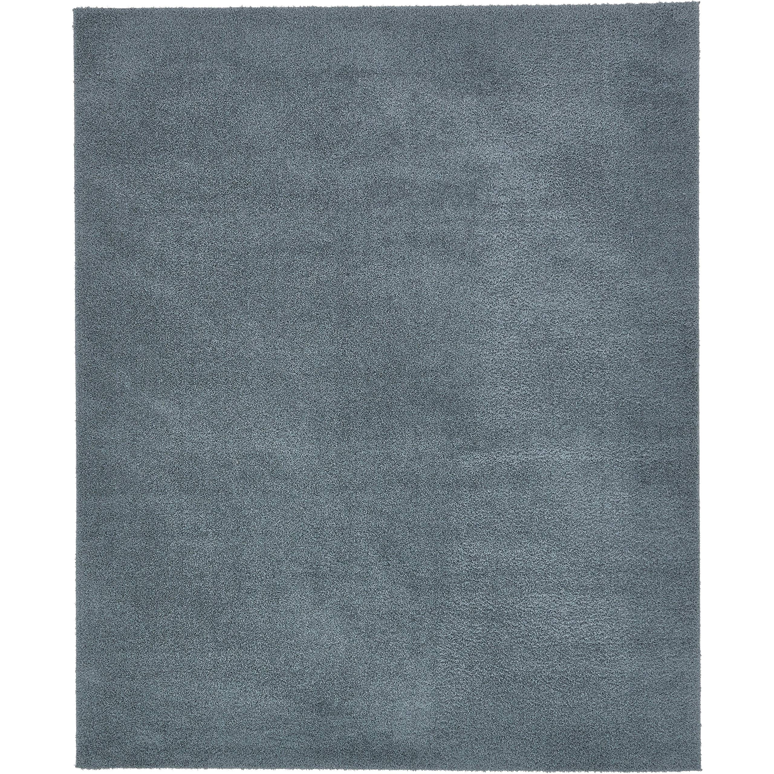 Unique Loom Studio Solid Shag Collection Urban Modern Super Soft & Plush Area Rug, 8 ft x 10 ft, Slate Blue