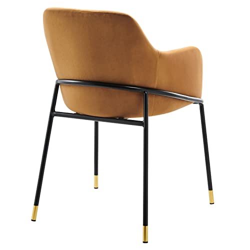Modway Jovi Performance Velvet Dining Armchair in Black Cognac