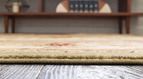 Unique Loom Versailles Collection Traditional Classic Floral Motif Area Rug (5' 0 x 5' 0 Octagon, Green/Ivory)