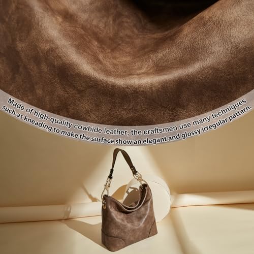 FOXLOVER Shoulder Hobo Handbags for Women Faux Leather Large Capacity Bucket Tote Bag Minimalist Style