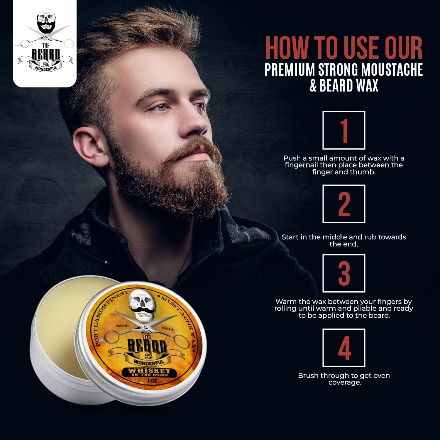 Moustache and Beard Wax 30ml β Facial Hair Growth with Moisture Resistant Feature β Ideal Beard Styling for Men with All Natural Ingredients, Strong Hold, & Unscented Wax
