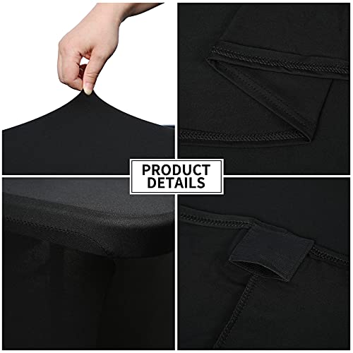 Lykoow 4 Packs 8Ft Stretch Spandex Table Cover for Standard Folding Tables - Universal Rectangular Tight Elastic Fitted Tablecloth Protector for Wedding, Banquet and Party (Black)