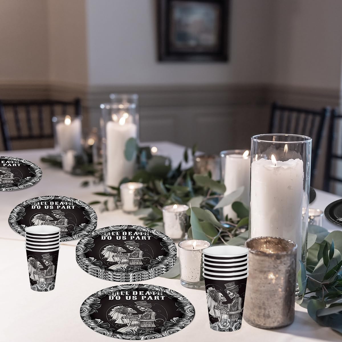 Till Death Do Us Part Wedding Decorations Set Serves 16, Till Death Do Us Party Wedding Bachelorette Decorations, Halloween Bachelorette Wedding Bridal Shower Engagement Party Decorations