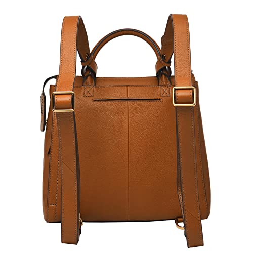 Fossil Women's Parker Leather Mini Backpack Purse Handbag, (Model: ZB1797216) Saddle W/ Outer Pocket - Small