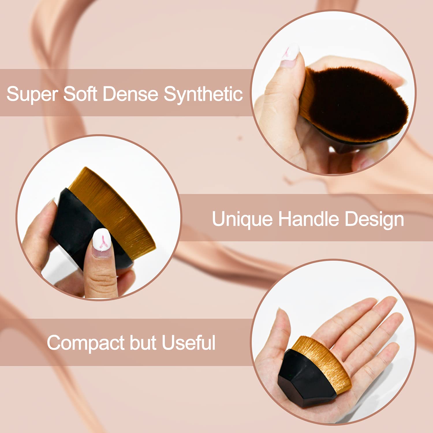 GODR7OY Foundation Makeup Brush, Petal-Shaped Flat Top Kabuki Brush for Blending Liquid, Cream or Flawless Powder Brush with Storage Box Design(Pink)