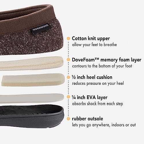 RockDove Men's SILVADUR Tweed Memory Foam Moc Slipper, Size 9 US Men, Coffee