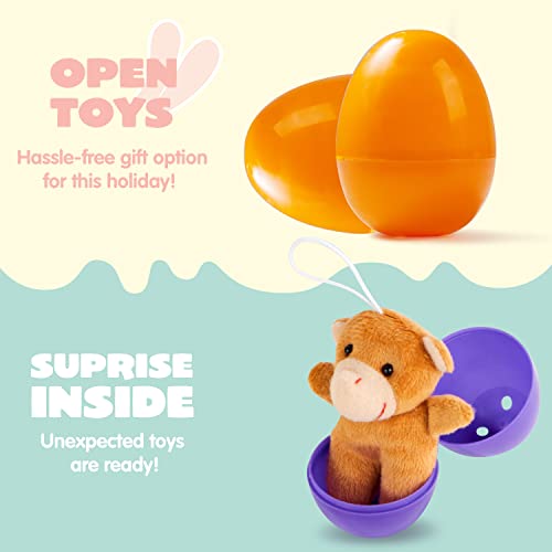 JOYIN 15 Pcs Prefilled easter eggs with Plush Animals for Kids, Filled with Mini Animal Keychain for Easter Basket Stuffers easter egg Hunt, Party Favors and Classroom Prize Supplies