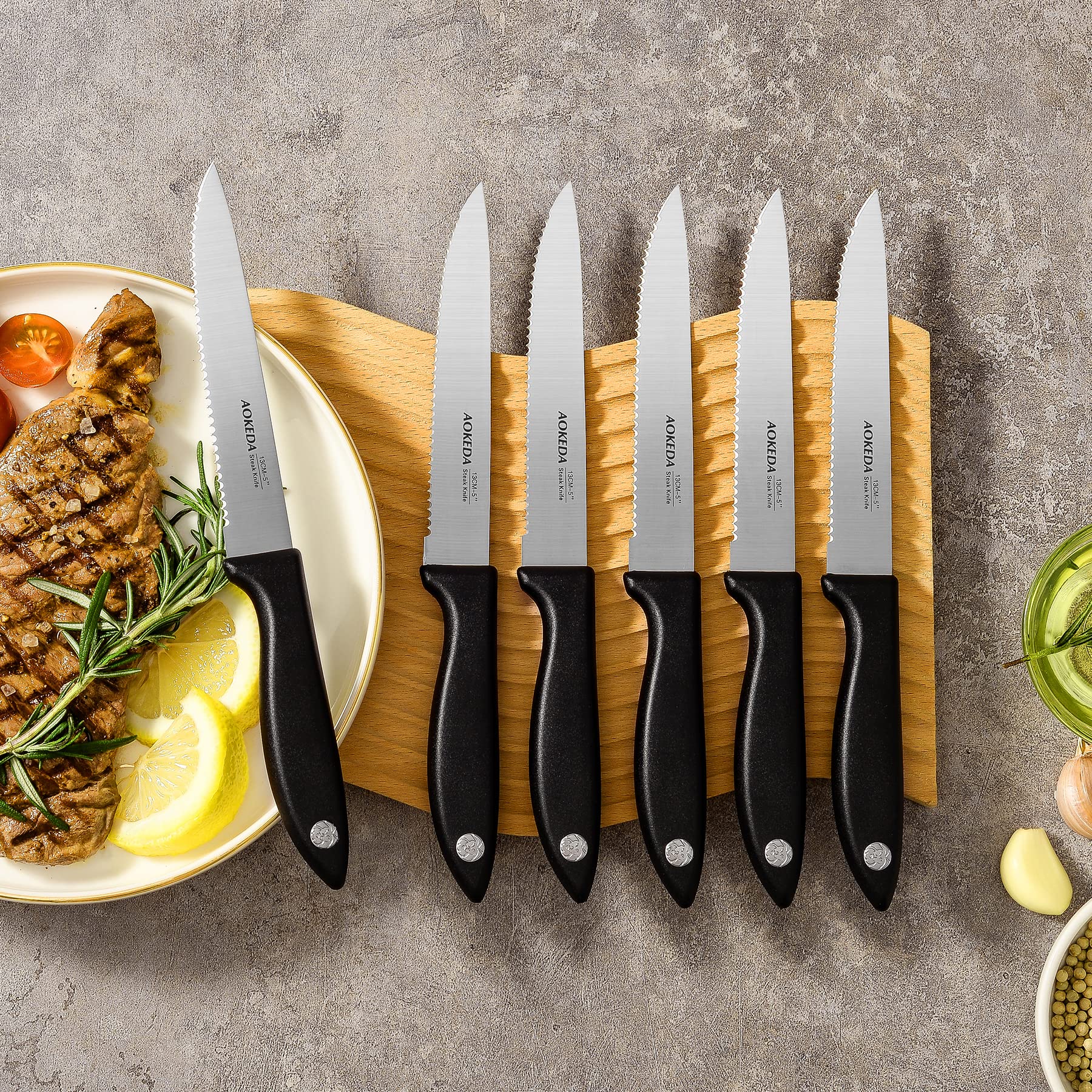 Kitchen Knife Set,Knife Sets for Kitchen with Block and Sharpener,15 Pcs High Carbon Stainless Steel Block Knife Set and 6 Steak Knives