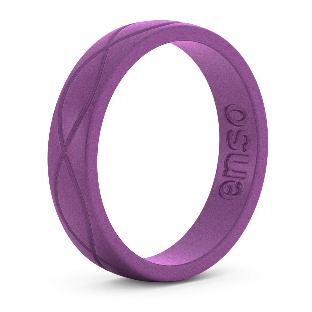 Enso Rings Women’s Infinity Silicone Wedding Ring – Hypoallergenic Wedding Band for Ladies – Comfortable Band for Active Lifestyle – 4.5mm Wide, 1.5mm Thick (Plum, 9)
