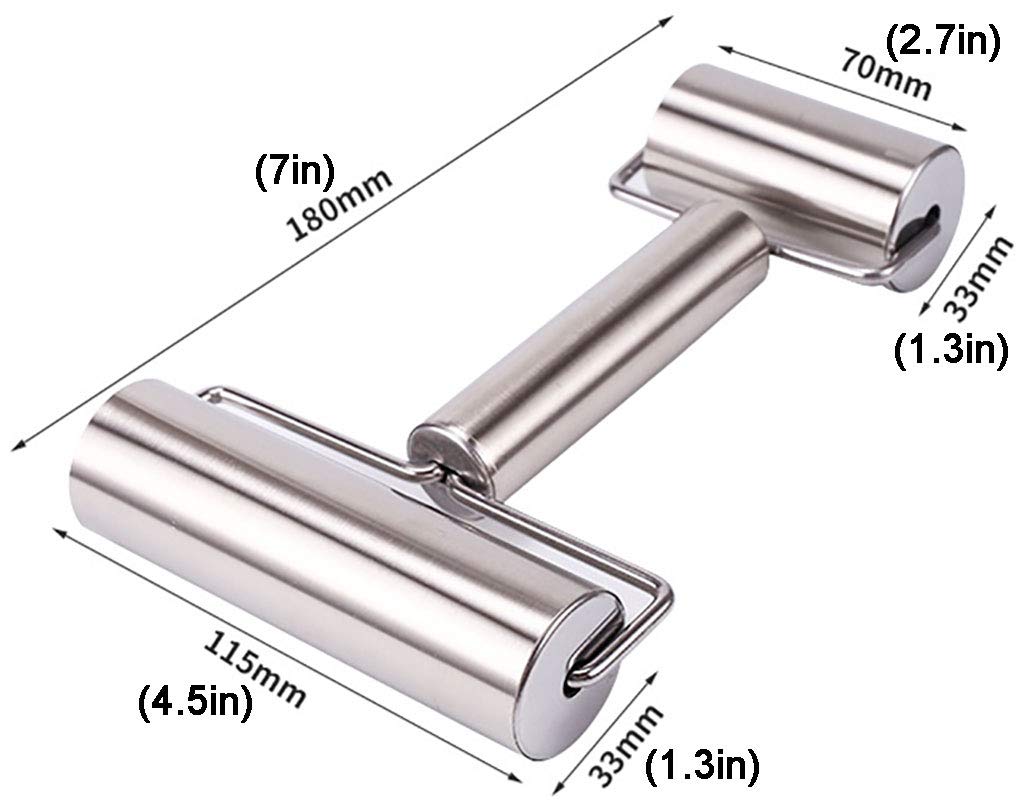 Goeielewe Rolling Pin Double Roller, Stainless Steel Pastry and Pizza Double Dough Baker Roller Metal Kitchen Utensils Ideal for Baking Dough, Pizza, Pie, Pastries, Pasta and Cookies