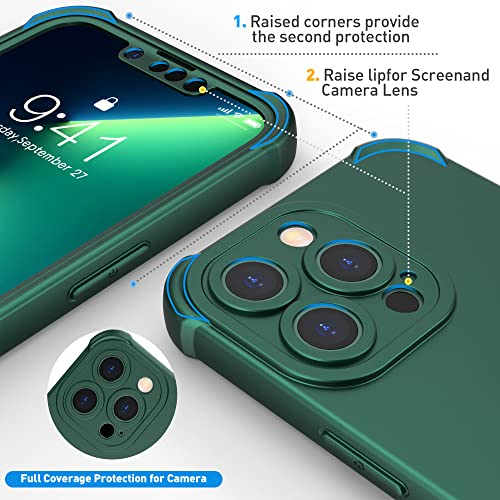 ORETECH for iPhone 13 Pro Case,with [2 x Tempered Glass Screen Protector] 360 ° Full Body Shockproof Protective Phone Case for iPhone 13 Pro 6.1 inch - Classic Green