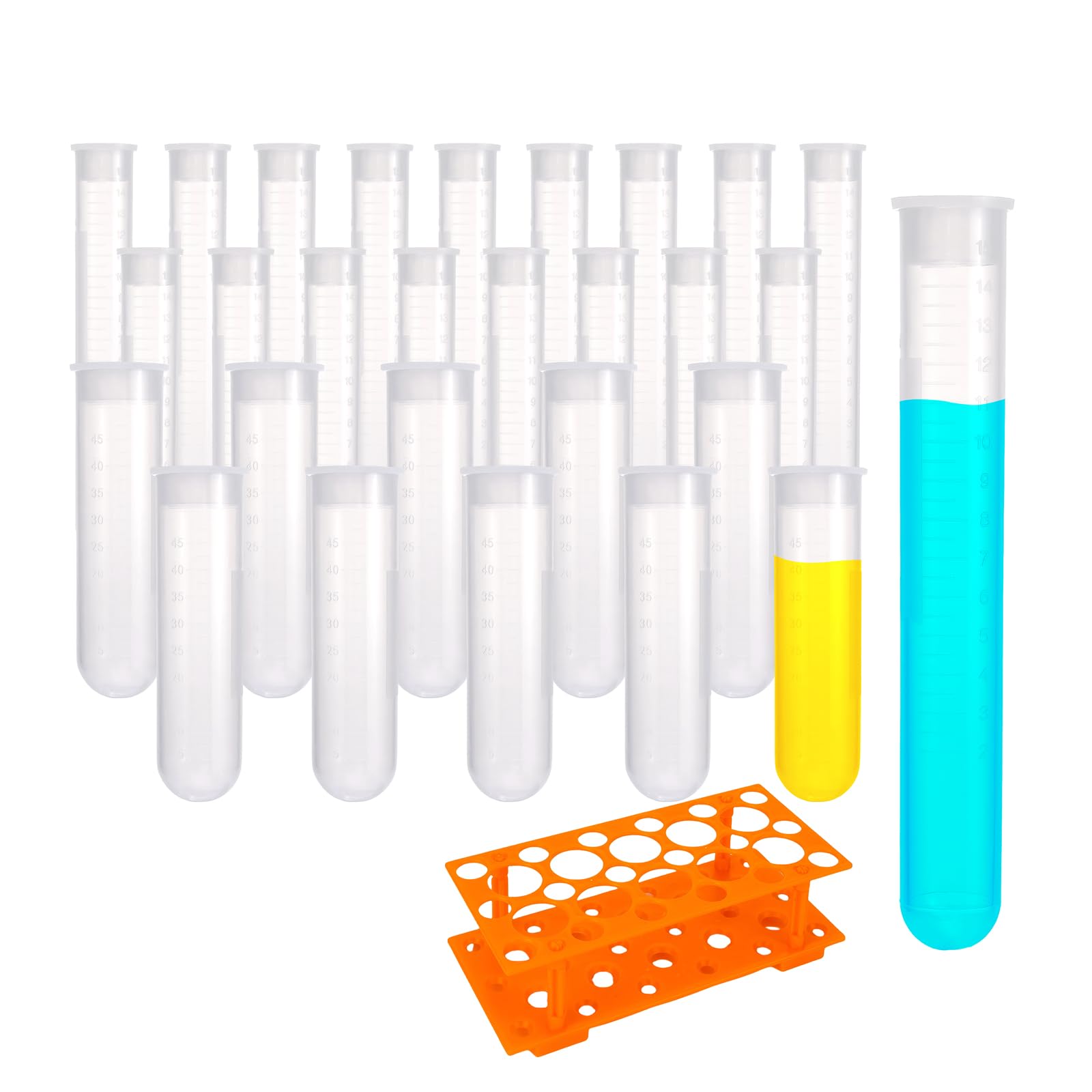 jiuwu 28 pcs centrifuge Tubes 1/2 oz Test Tubes with caps 5/3 oz Test Tubes with Rackďź10 * 50 ml and 18 * 15 ml) for lab TubesăLaboratory Supplies
