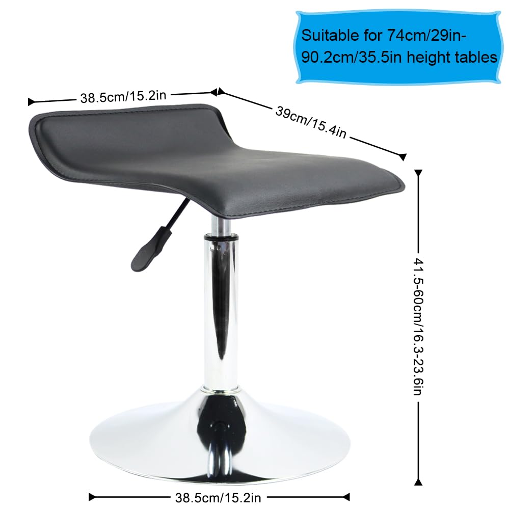 FURWOO PU Leather Square Short Swivel Stool Standing Desk Stool Height Adjustable Stool Chair Office Stool No Wheels Counter Stool Shop Stool Salon Stool Guitar Chair(Black)