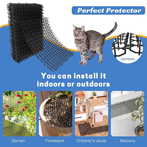Oceanpax 12 Pack 16 X 13 Inch Square Cat Scat Mats for Cats with Spikes, Prickle Strips from Digging Cat Deterrent Outdoor
