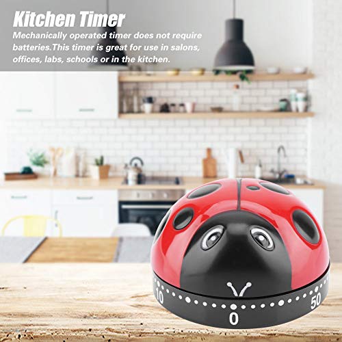 Kitchen Cooking Timer, Kitchen Timer, Ladybug ABS material Mechanical Wind-Up Anti-Rust Durable 60 Minutes for Cooking Game Exercise Office
