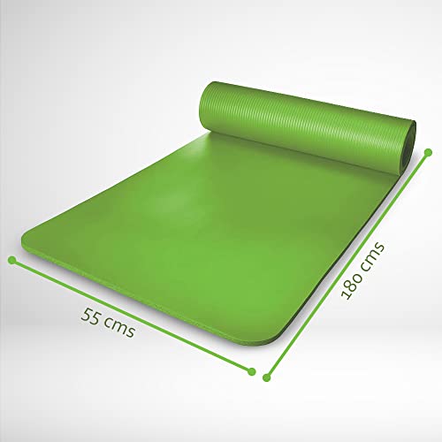 Extra Thick Yoga Mat | Non Slip Backing | 0.4 Inch Thick Foam | Includes Adjustable Carrying Straps | Perfect for at Home or on the go workouts | Green