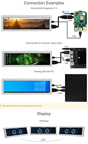 waveshare 8.8inch Side Monitor Compatible with Raspberry Pi 5/4B/3B+/3A+/2B/B+/A+/Zero/Zero W/WH/Zero 2W CM3+/4 480ร1920 Resolution HDMI IPS HiFi Speaker Supports Jetson Nano/Windows