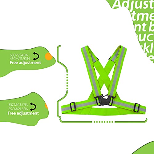EKIND Adjustable Elastic Lightweight High Visibility Reflective Adult Vest for Running, Walking, Jogging,Cycling,Motorcycle(1 Pack, Green)