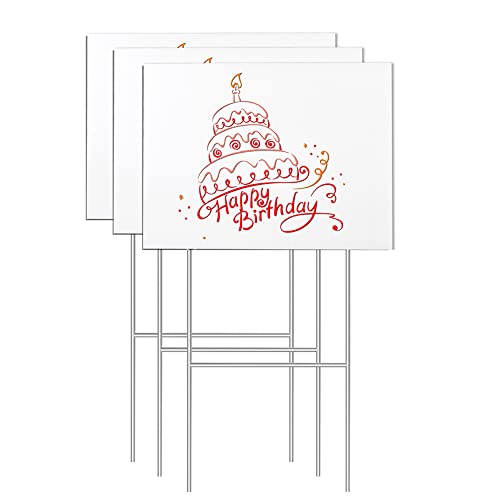 Kichwit 3 Pack Blank Yard Signs with Stakes, 17 x 12 Inches, White Plastic Yard Lawn Sign for Indoor or Outdoor Use