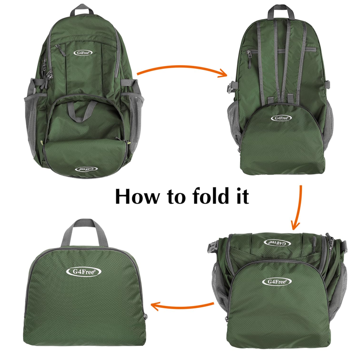 G4Free 40L Lightweight Packable Hiking Backpack with Wet Pocket, Waterproof Handy Foldable Camping Outdoor Travel Daypack