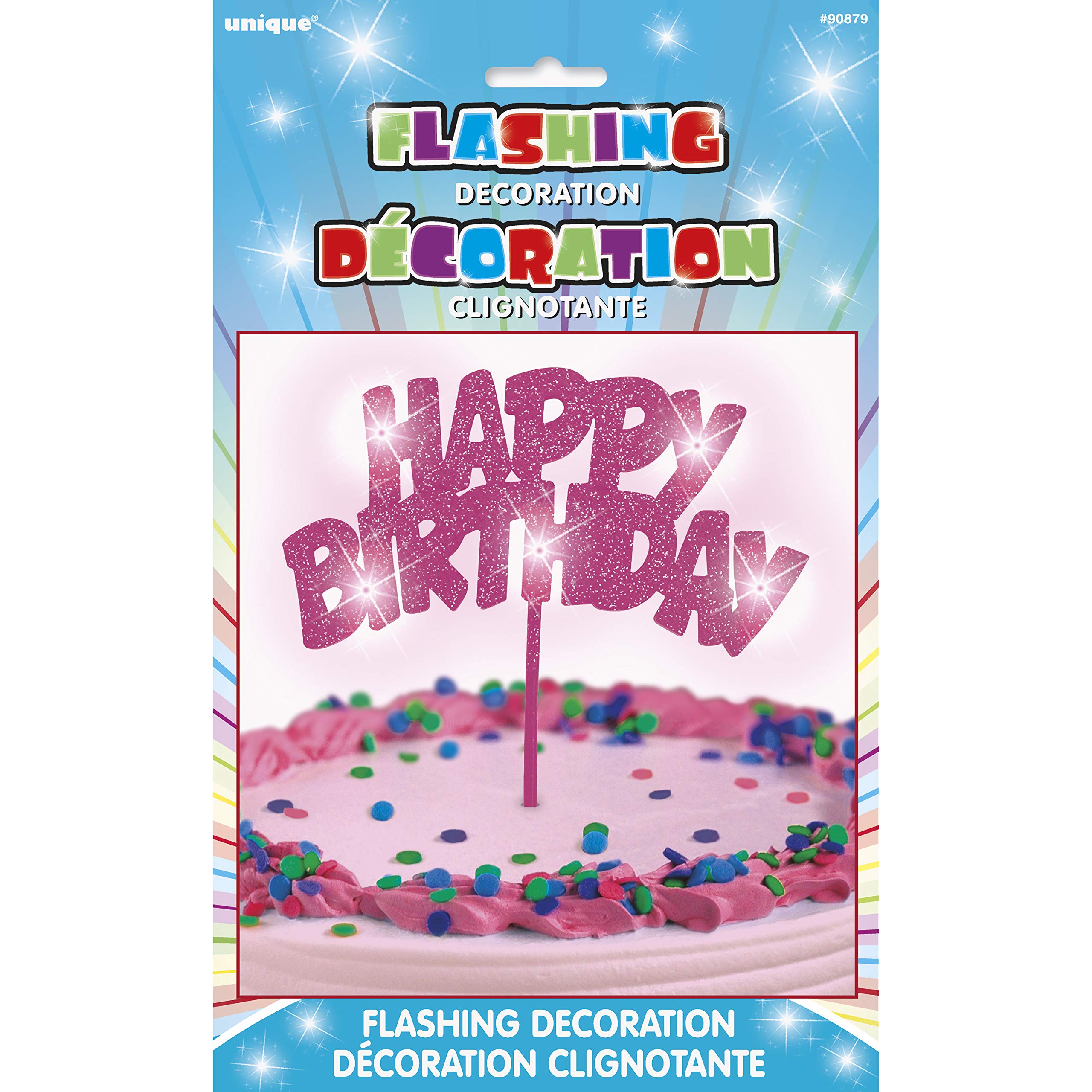 Pink Happy Birthday LED Flashing Pick - 10.25", 1 Piece - Perfect for Birthday Celebrations