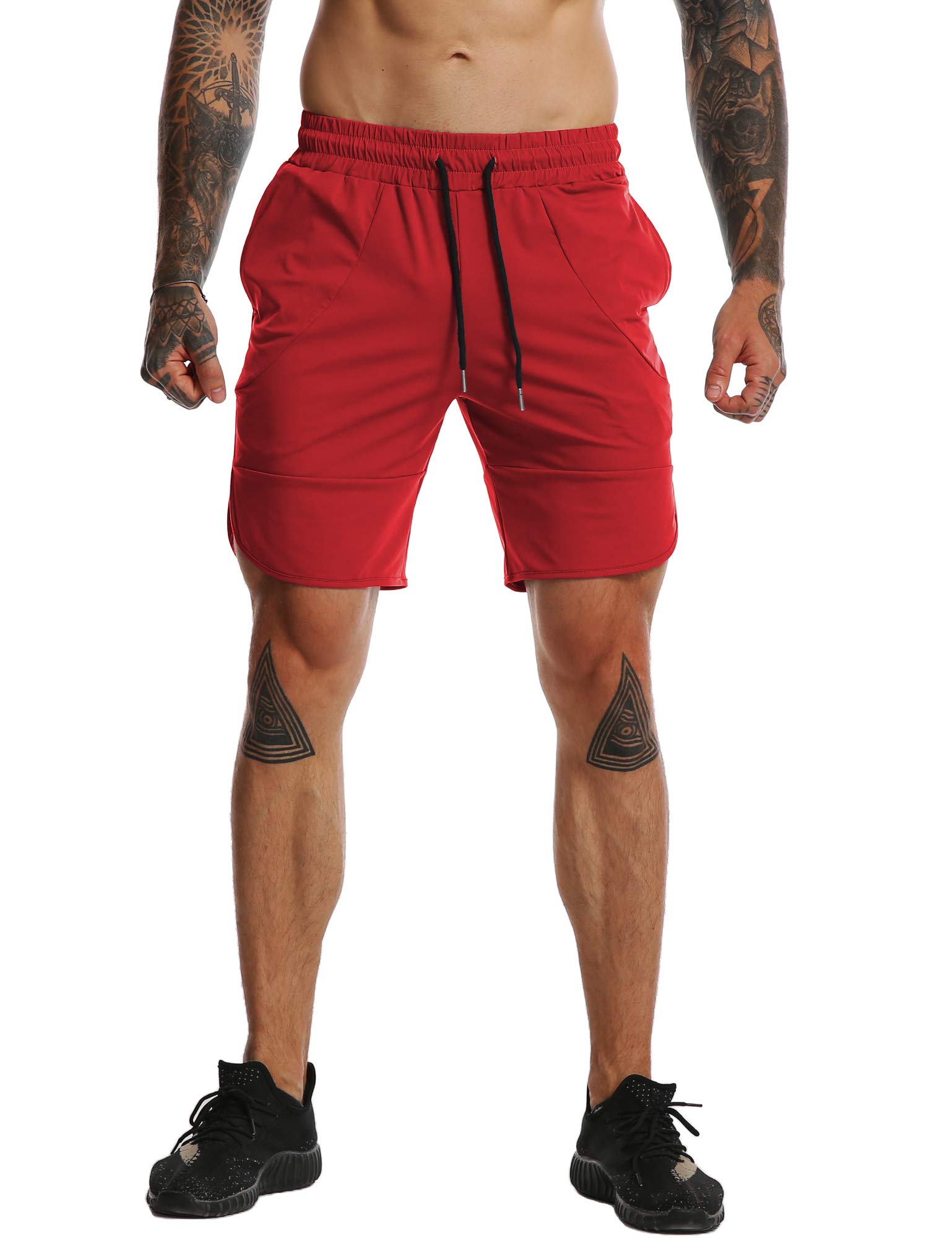FLYFIREFLY Men's Gym Fitness Drying Workout Shorts Running Short Pants with Pockets Black