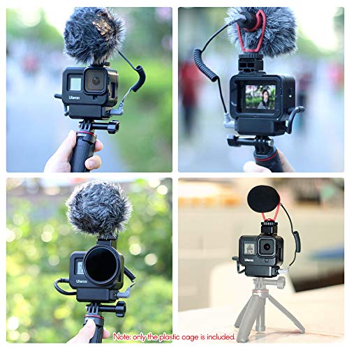 G8-9 Camera Video Cage Vlog Case with Microphone Cold Shoe Mount and Lens Filter Adapter Sport Camera Vlog Accessories Compatible with GoPro 8