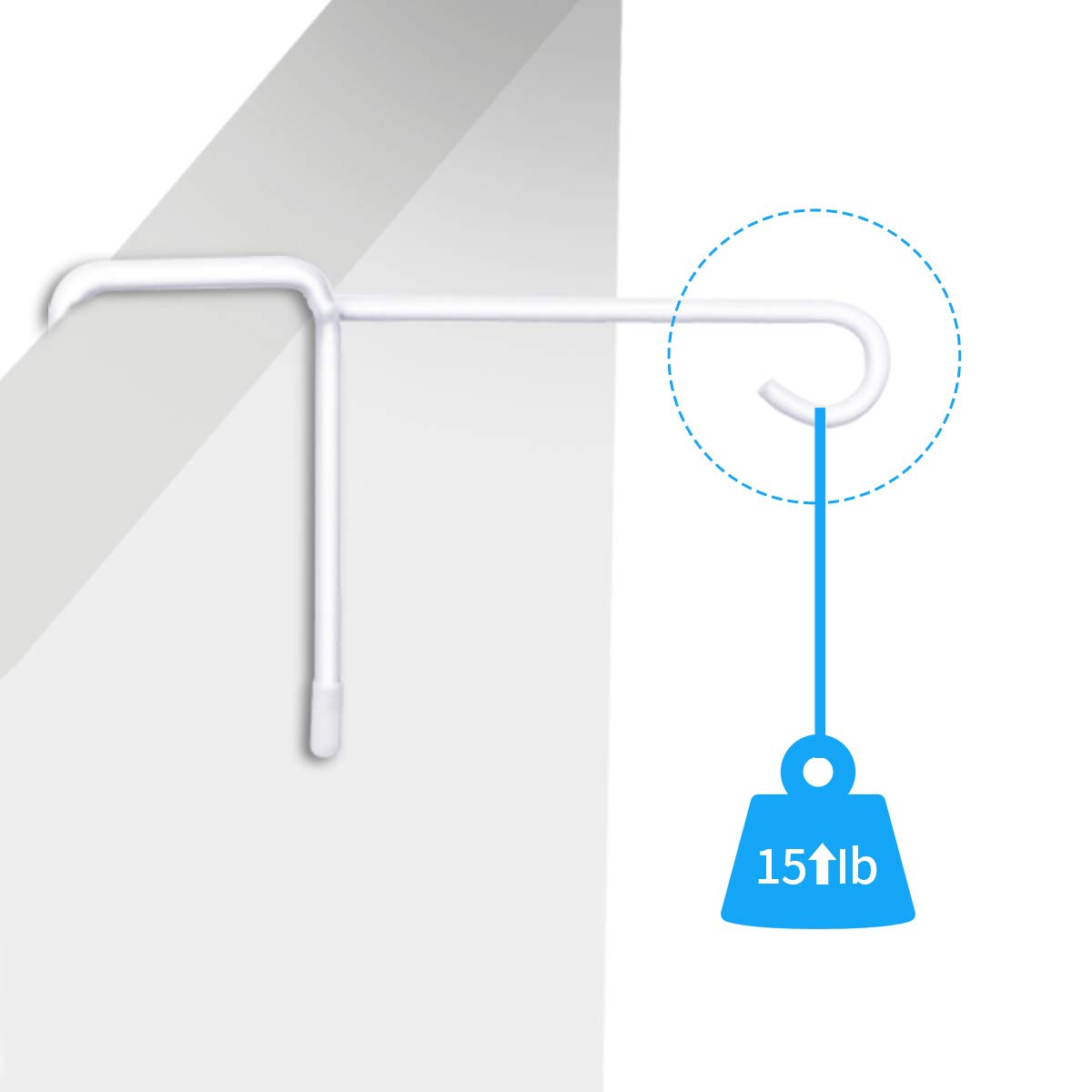 JOYSEUS 2 Pack Vinyl Fence Hooks, 5 x 10 Inches Durable White Powder Coated Steel Fence Hanger for Light, Hanging Plants, Bird feeders, Lights, Pool Equipment…