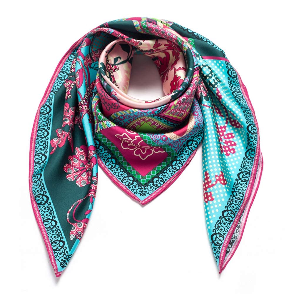 INAINI 100% Mulberry Silk Scarf Hand Rolled Women - Wild Rags Cowboy Scarves for Men - Western Scarf