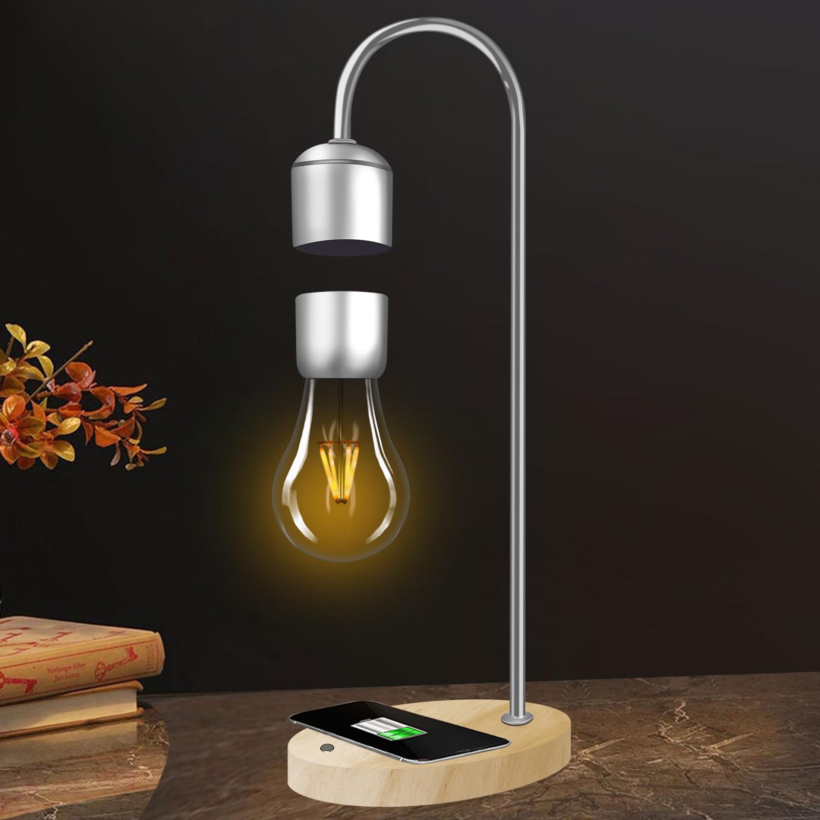 Floatidea Magnetic Levitating Light Bulb Levitation High Borosilicate Glass Bulb with Light Yellow LED Night Light 1W Fits for All Bulb Bases in GYC Store