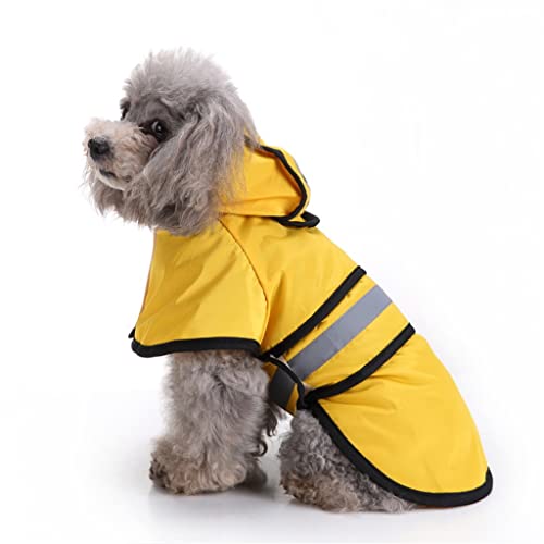 Ornaous Reflective Yellow Dog Raincoat with Hood, Waterproof Pet Rain Jacket for Small Puppy Large Dogs(L Size)