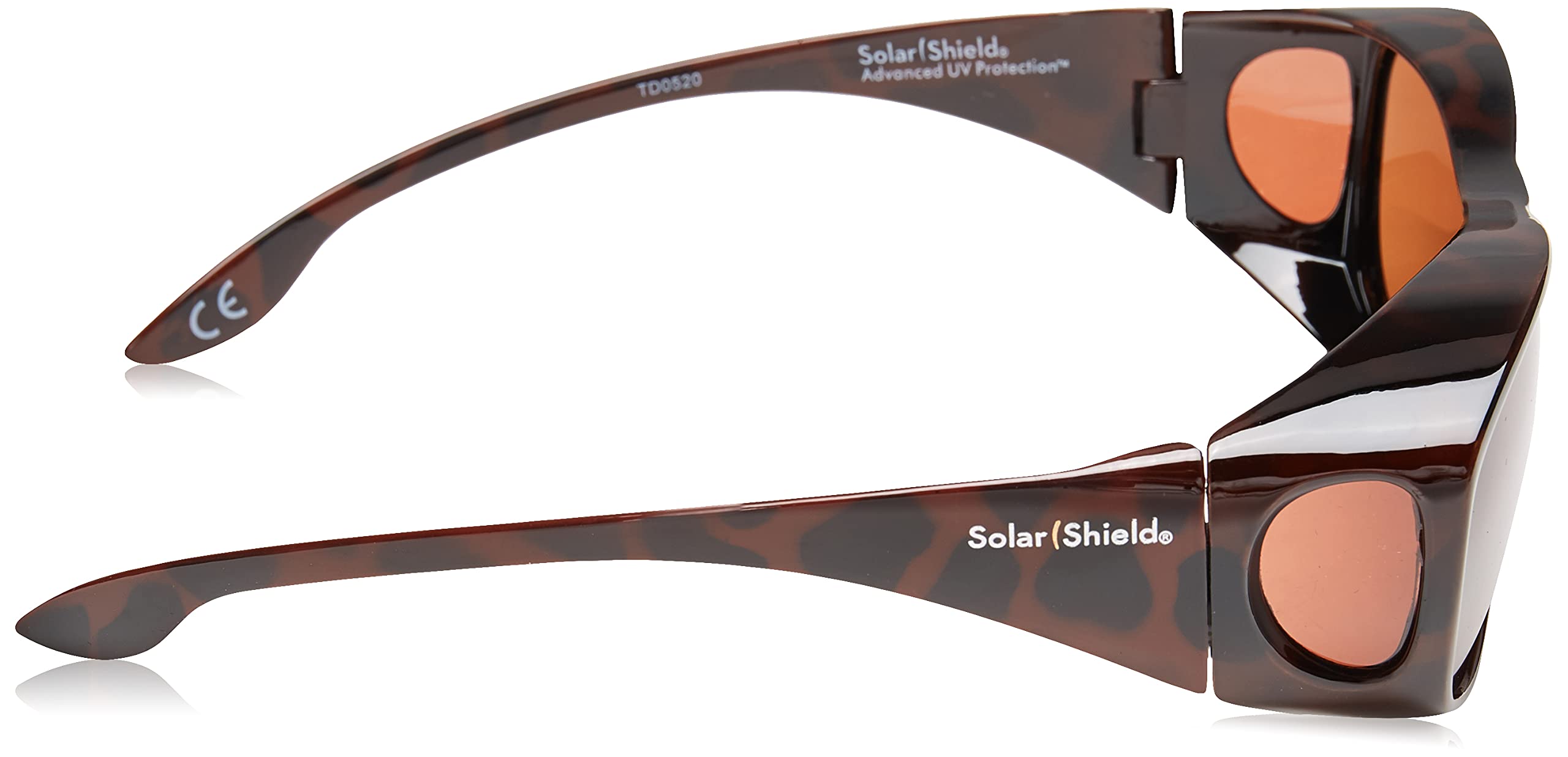 Foster Grant Solar Shield-Arrowhead Polarized Rectangular Fits Over Sunglasses, Tortoise, Medium