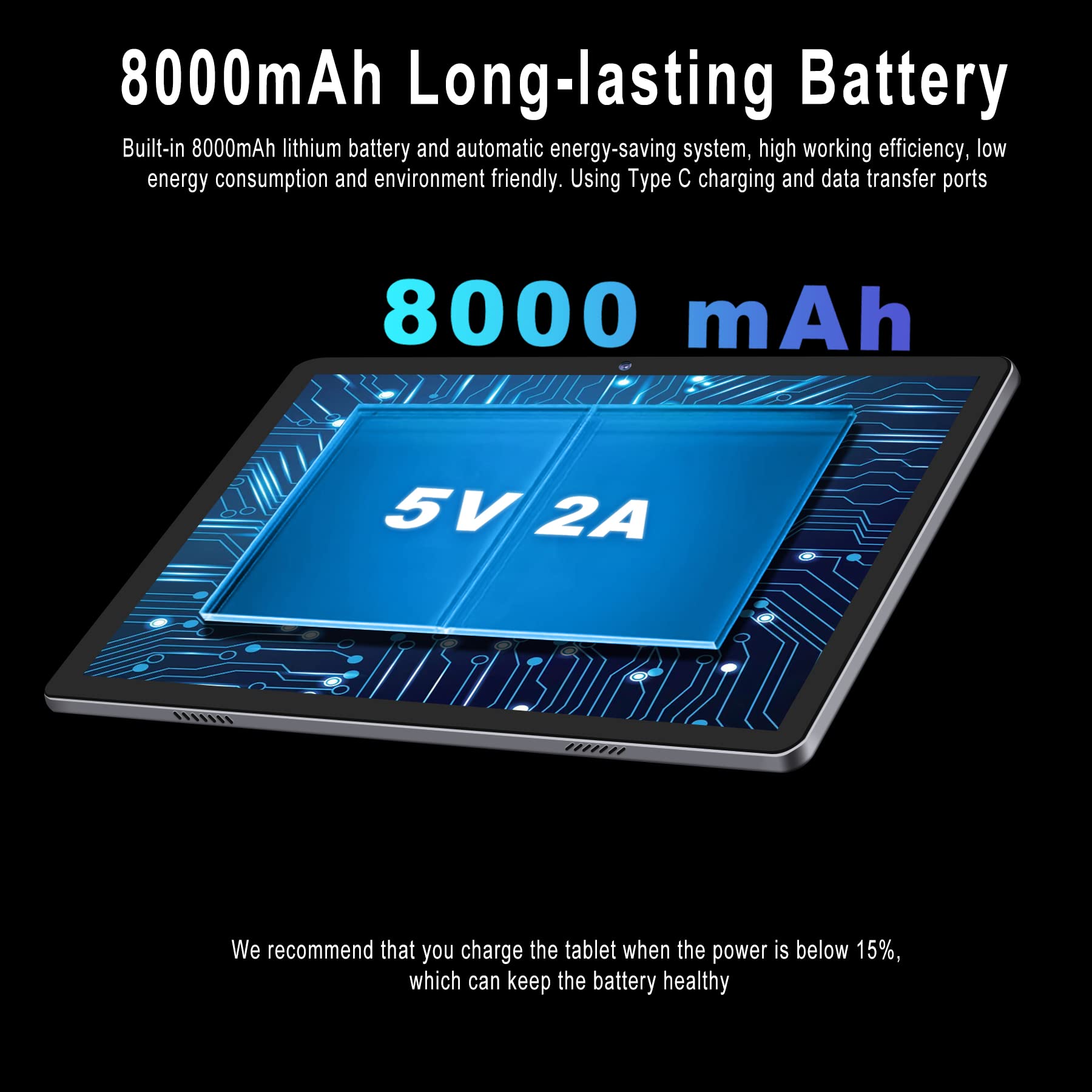 JUSYEA 2023 Android 12 J10 Tablet: 10 Inch Tablets 4GB RAM, 64GB ROM Expandable 128GB, Octa-core processors-8000mAh Battery, 5G+2.4G Wi-Fi, Bluetooth 5.0, with Mouse丨Keyboard and More - Gray