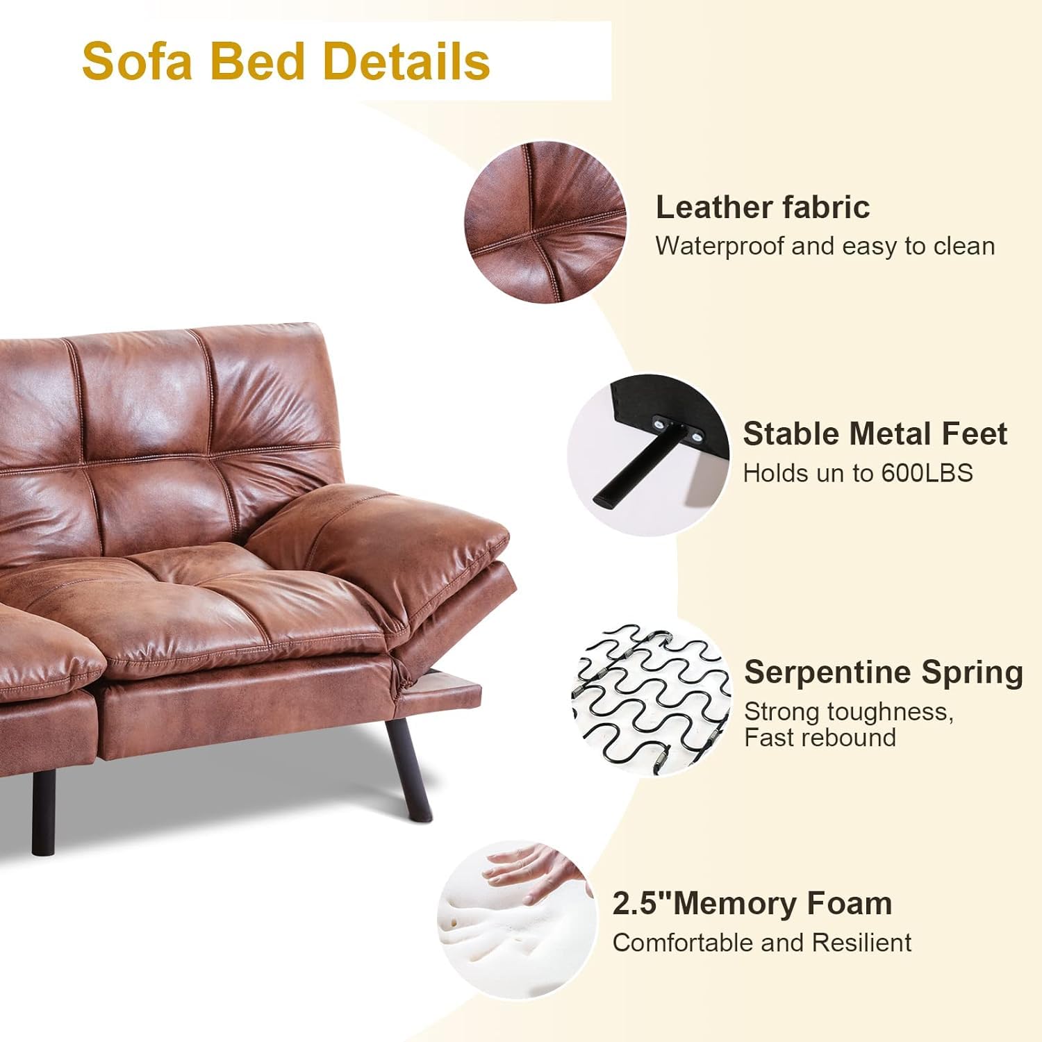 MUUEGM WXJ-Brown267sofabed Sofabed, Brown