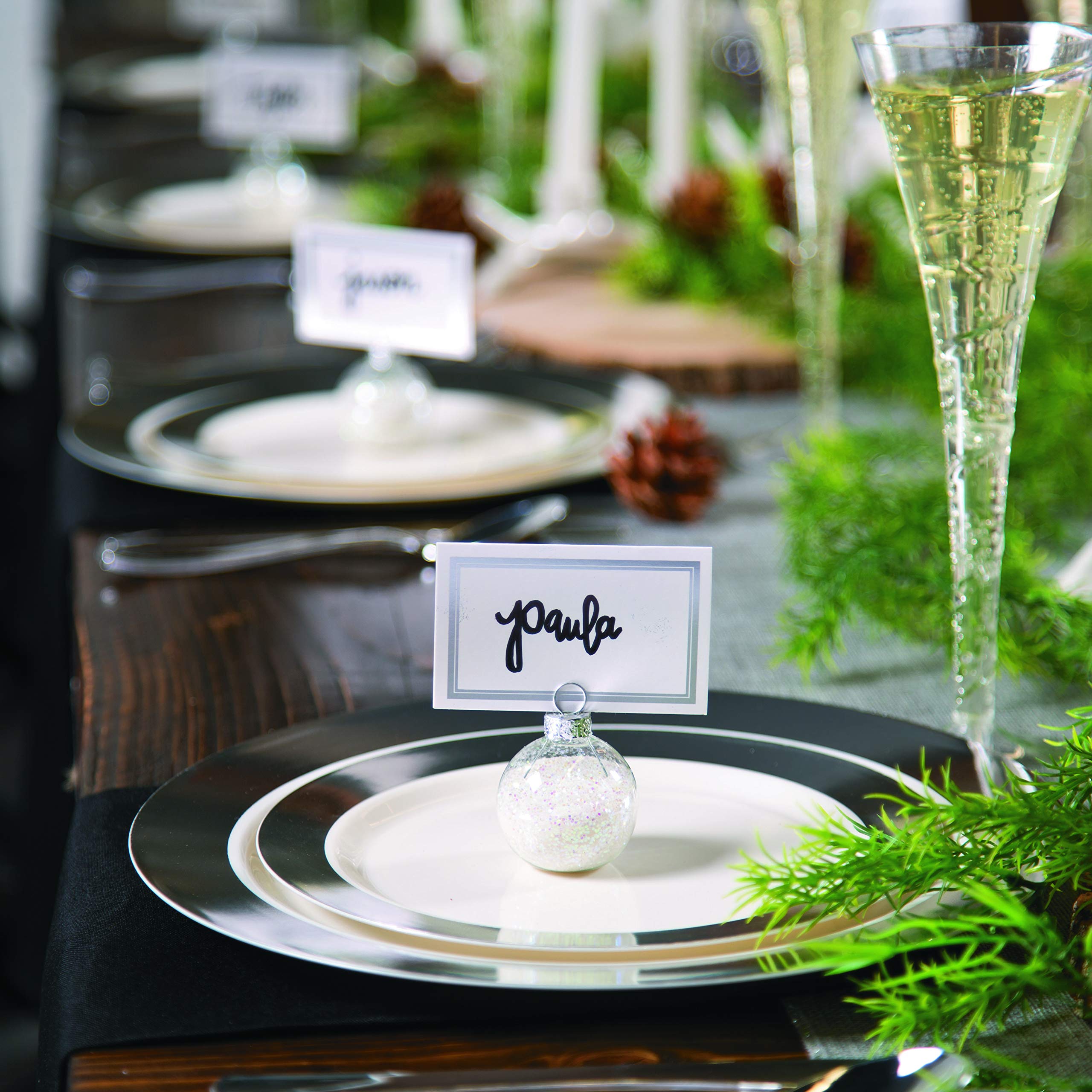 Silver Rimmed Place Cards - Party Supplies - Placecards And Holders - 50 Pieces