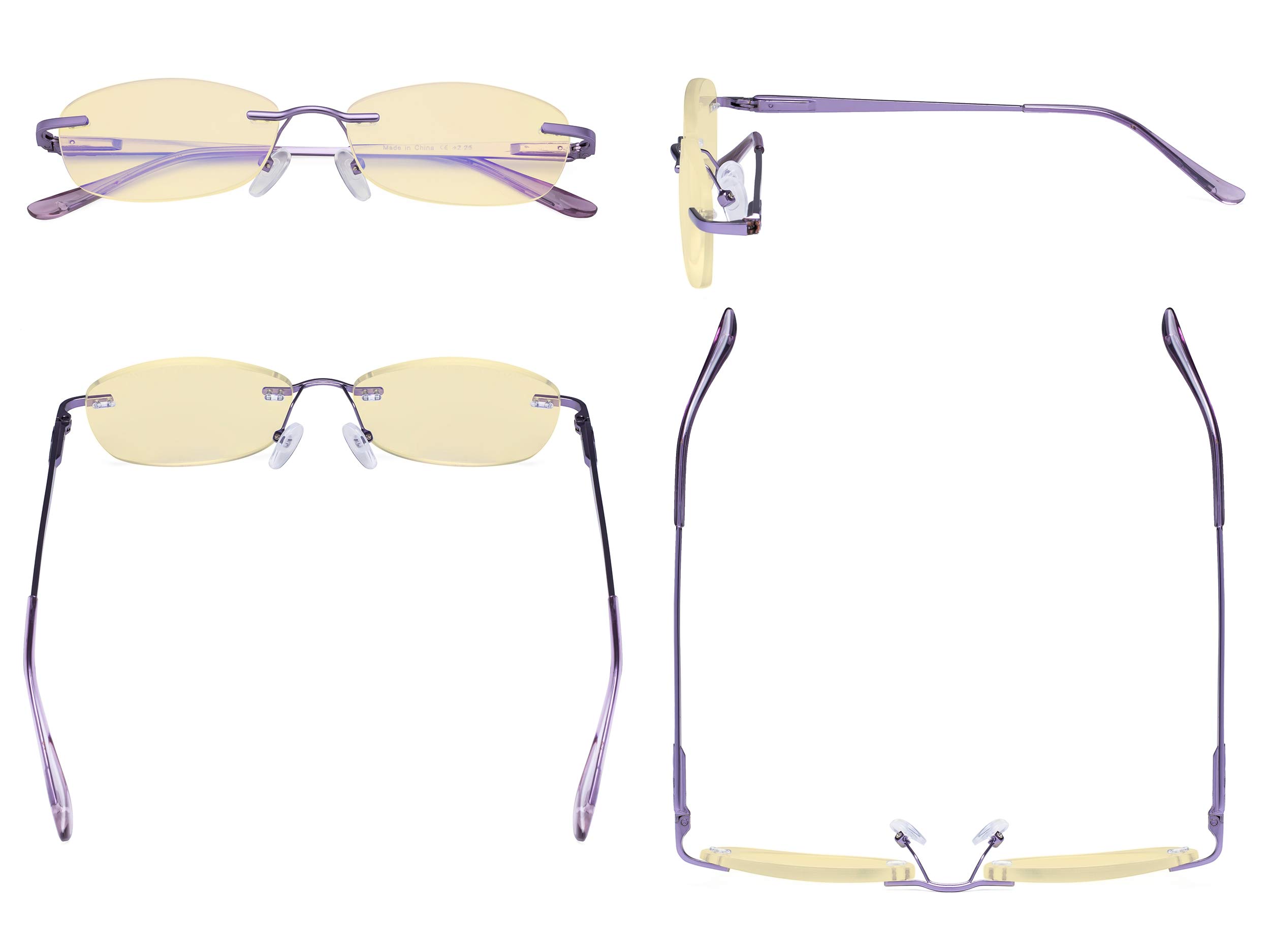 Eyekepper Rimless Blue Light Blocking Glasses - Anti Digital Glare Readers with Yellow Filter Computer Reading Glasses Women