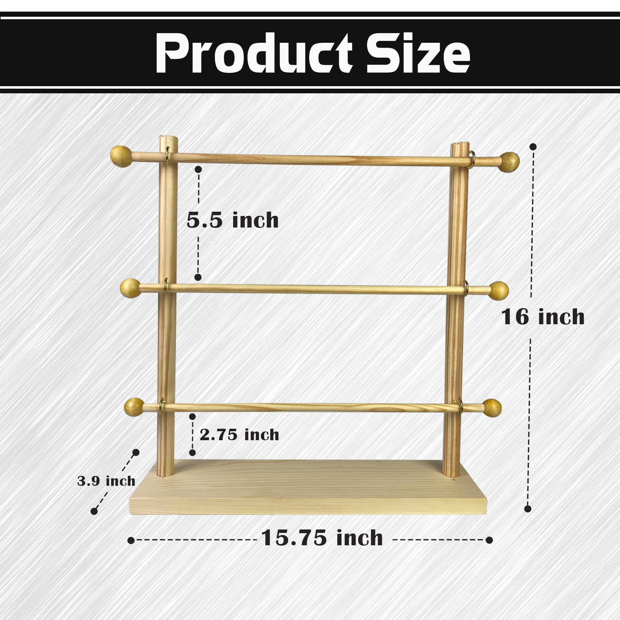 SAVINA Ribbon Organizer - Wooden Ribbon Rack Holder for Sewing Craft, Wreath, Mesh, Thread, Tape, Roll - Ideal for Florist Arts & Gift Wrapping Storage